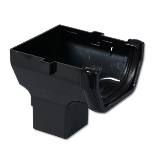 uPVC Black Square Gutter Running Outlet | DirectPlastics.com