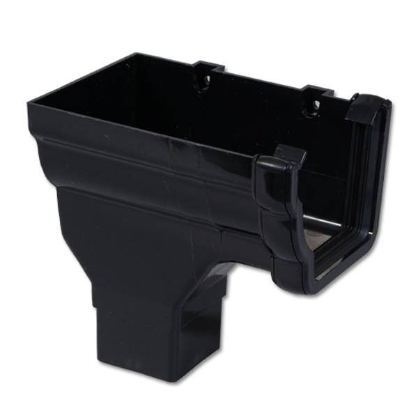 FloPlast Black Ogee Gutter Running Outlet | DirectPlastics.com