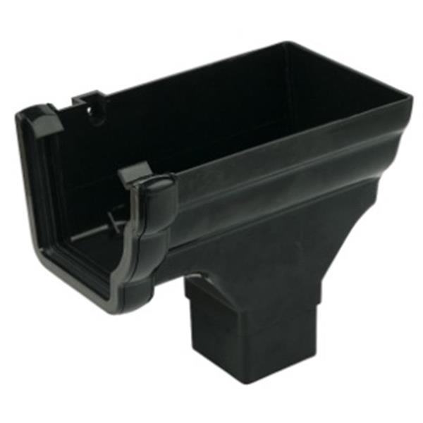 FloPlast Black Ogee Gutter Running Outlet | DirectPlastics.com