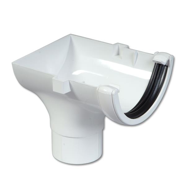 uPVC White Half-Round Gutter Running Outlet | DirectPlastics.com