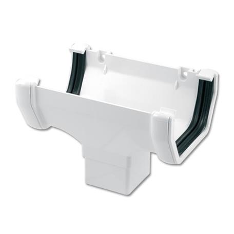 uPVC White Square Gutter Running Outlet | DirectPlastics.com