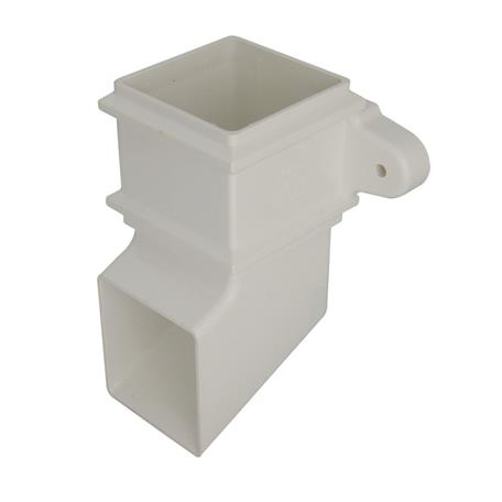 uPVC White Square Downpipe Shoe + Fix Lugs | DirectPlastics.com