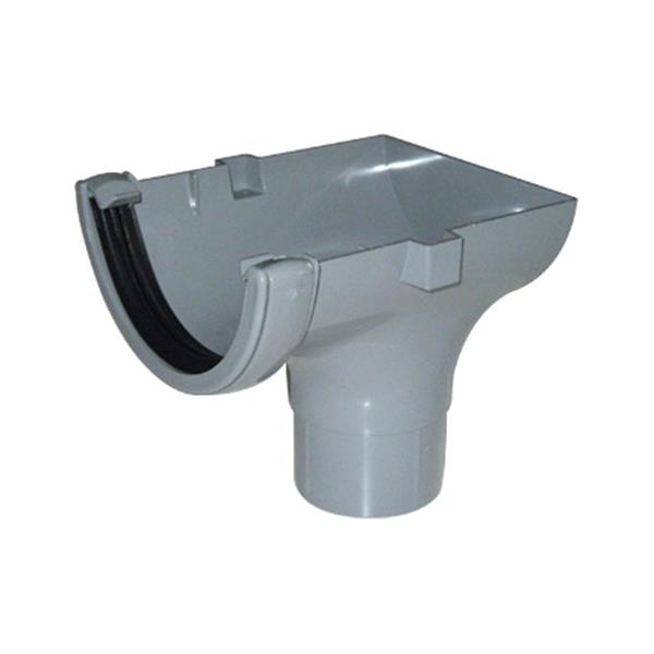 Grey Half-Round Gutter Running Outlet | DirectPlastics.com